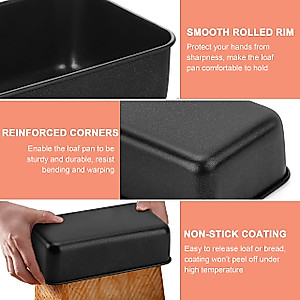 Herogo Non-Stick Loaf Pan Set of 2, Stainless Steel Rectangle Bread Loaf Pans for Homemade Bread, 9 x 5 Inch Black Meatloaf Bakeware for Baking Lasagna Brownie, Oven Safe