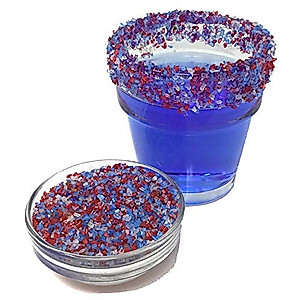 Snowy River Americas Cocktail Sugar - Kosher All Natural Red, White, and Blue Cocktail Rimmer and Coffee Rimmer (Americas, 4oz Bag)