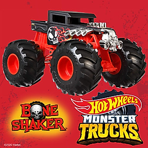 Hot Wheels Monster Trucks Bone Shaker die-cast 1:24 Scale Vehicle with Giant Wheels for Kids Age 3 to 8 Years Old Great Gift Toy Trucks Large Scales