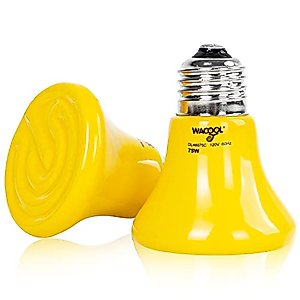 WACOOL Ceramic Heat lamp Bulbs for Reptiles, Color Changing Reptile Heat Lamp 75W 2 Pack, Reptile Heat Light Bulb