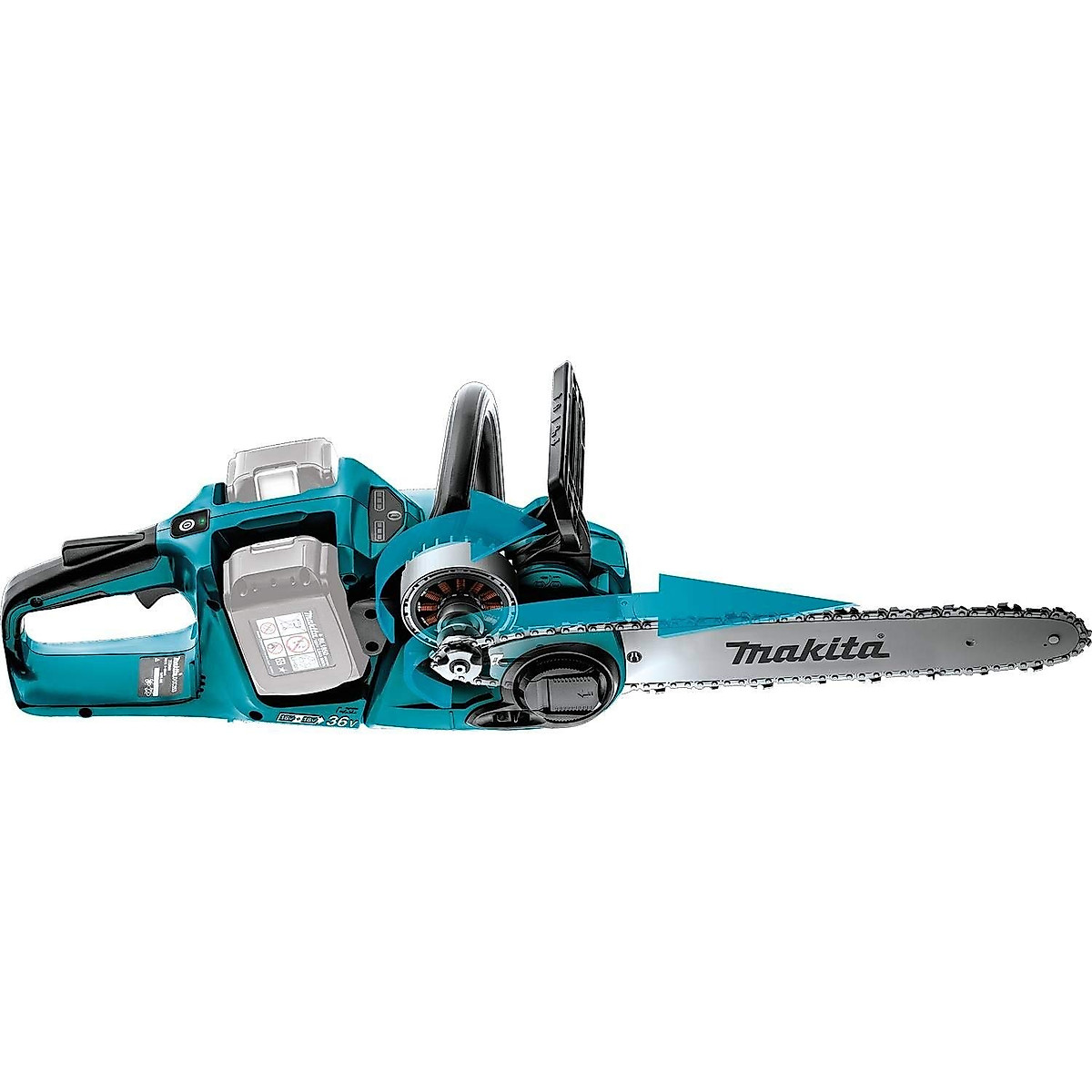 Makita XCU07Z 18V X2 (36V) LXT Lithium-Ion Brushless Cordless 14" Chain Saw, Tool Only, Teal (Renewed)