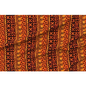 Spoonflower Fabric - Tiki Hawaiian Tropical Orange Red Rust Vintage Polynesian Flower Printed on Petal Signature Cotton Fabric by The Yard - Sewing Quilting Apparel Crafts Decor