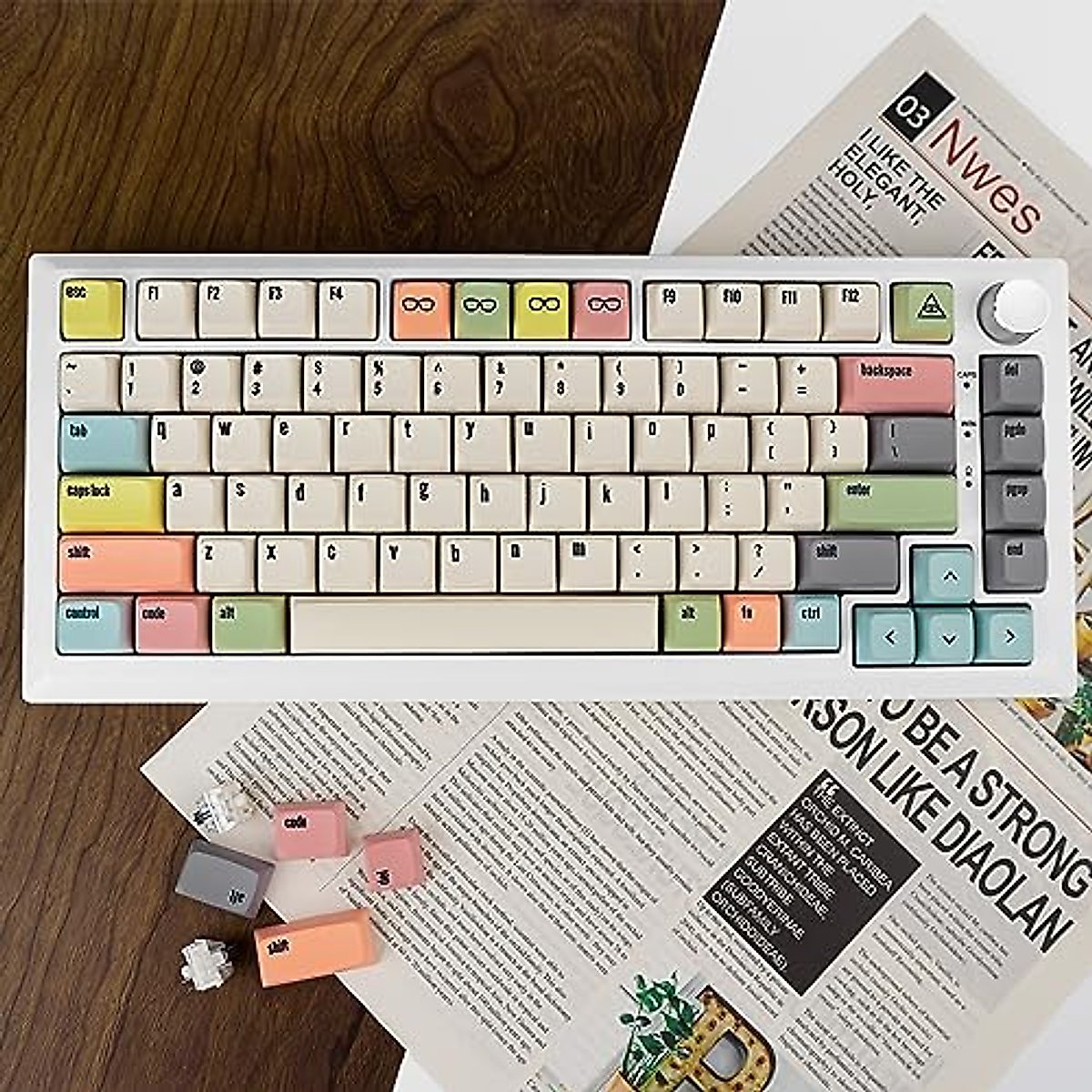 JOLINTAL 134 Keys Canvas Retro Beige Keycaps, PBT Custom Keycaps, Dye Sublimation Cherry MX XDA Profile Keycaps for Mechanical Keyboard