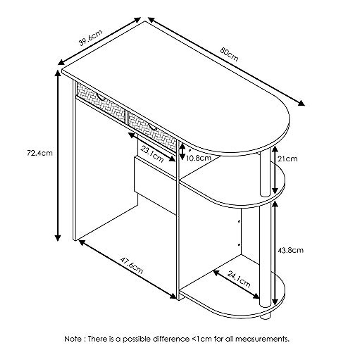 Furinno Laptop Desk/Table and 3-Tier End Table Bundle