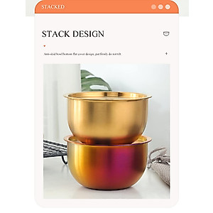 Stainless Steel Steamed Egg Bowl With Lid Cake Container Stirring Home Egg Bowl Storage Holder-Red