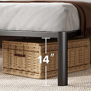 Zinus Van 16 Inch Metal Platform Bed, Steel Slat Support, No Box Spring Needed, Eco Friendly WonderBox Packaging, Easy Assembly, Black, Queen