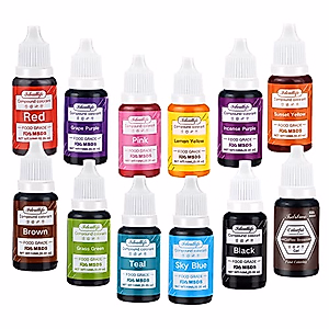 12 Colors Food Coloring, ideallife Food Grade Vibrant Cake Food Coloring Set for Baking Decorating Fondant and Cooking - Upgraded Liquid Concentrated Icing Food Color Dye for Slime Making DIY Crafts