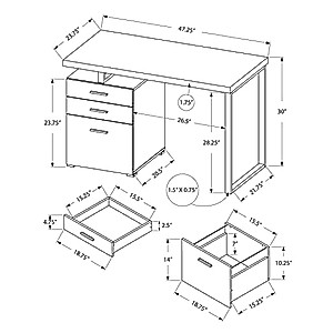 Monarch Specialties Computer Desk with File Cabinet - Left or Right Set- Up - 48"L (Brown Reclaimed Wood Look)