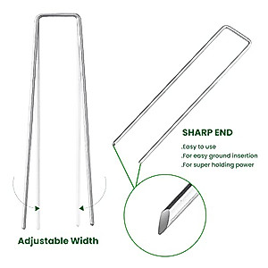 6 Inches Heavy Duty Galvanized Steel Garden Stakes Staples Securing Pegs for Securing Weed Fabric Landscape Fabric Netting Ground Sheets and Fleece, Christmas Decoration Accessories (50, Silver)