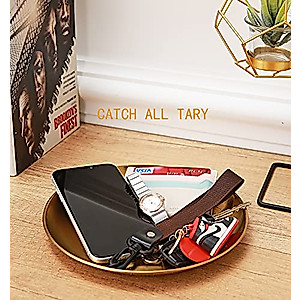 Andwarmth Key Bowl and Keychain Set -Key Bowl for Entryway Table, Decorative Bowl,Valet Tray, Jewelry Dish,Car Key Plate,Perfume Holder,Key Tray for Entryway Table,Bowl for Keys,Key and Wallet Tray
