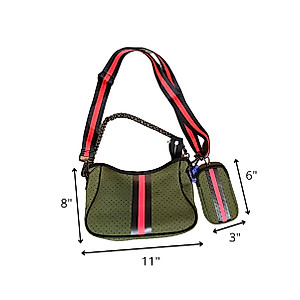 Dallas Hill Designs Crossbody Neoprene Purse for Women | Ladies Drawstring Handbag | 2 Detachable Straps | Matching Pouch