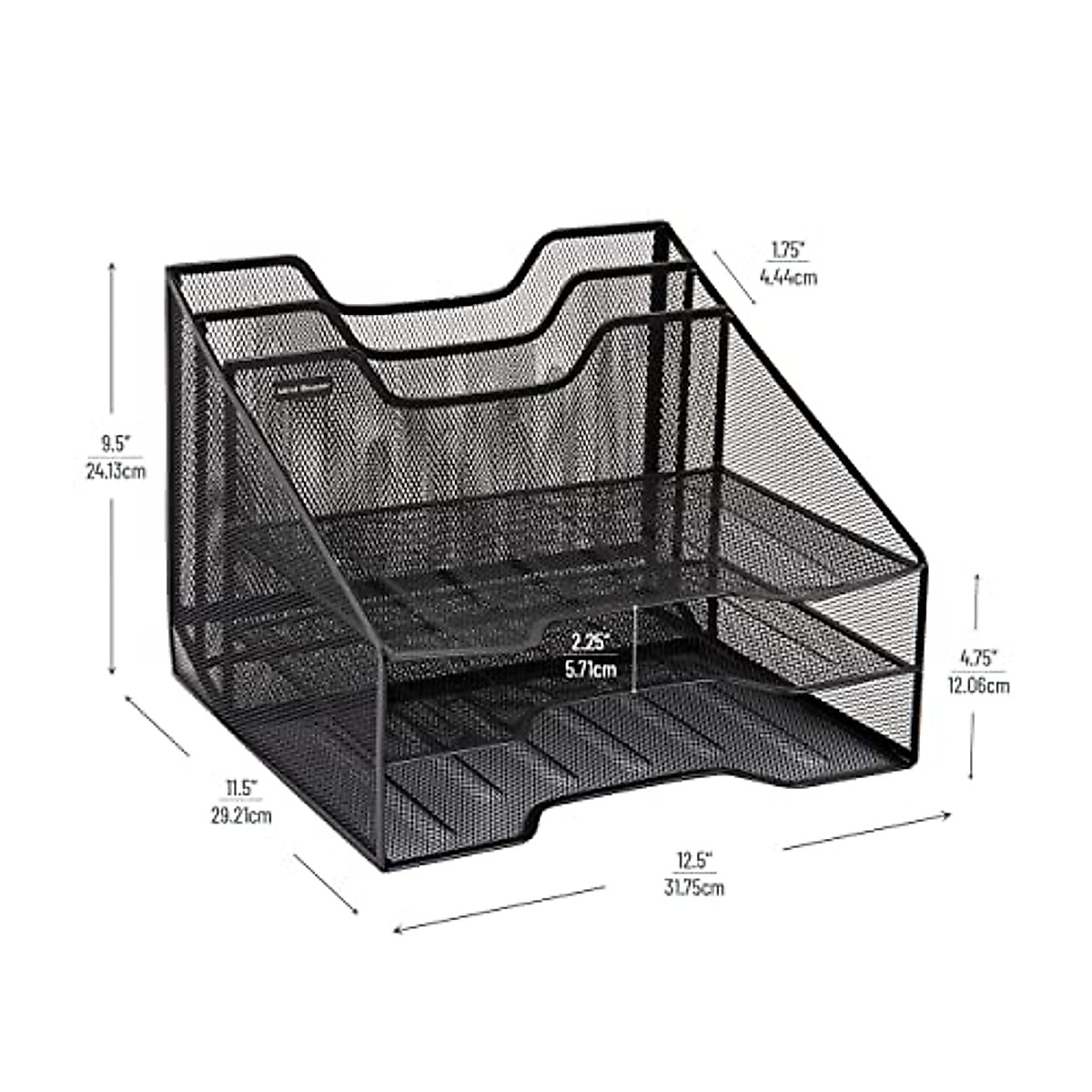 Mind Reader Desk Mesh Organizer Storage, 5 Compartment, Black