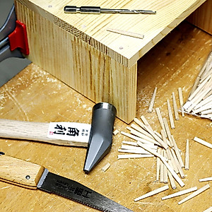 KAKURI Wooden Nails for Woodworking 13/64 inch (5mm), Tapered Wooden Dowel Rods for Crafts and Small Furniture, Natural Japanese Beechwood, Bulk 180 Pcs, Made in Japan