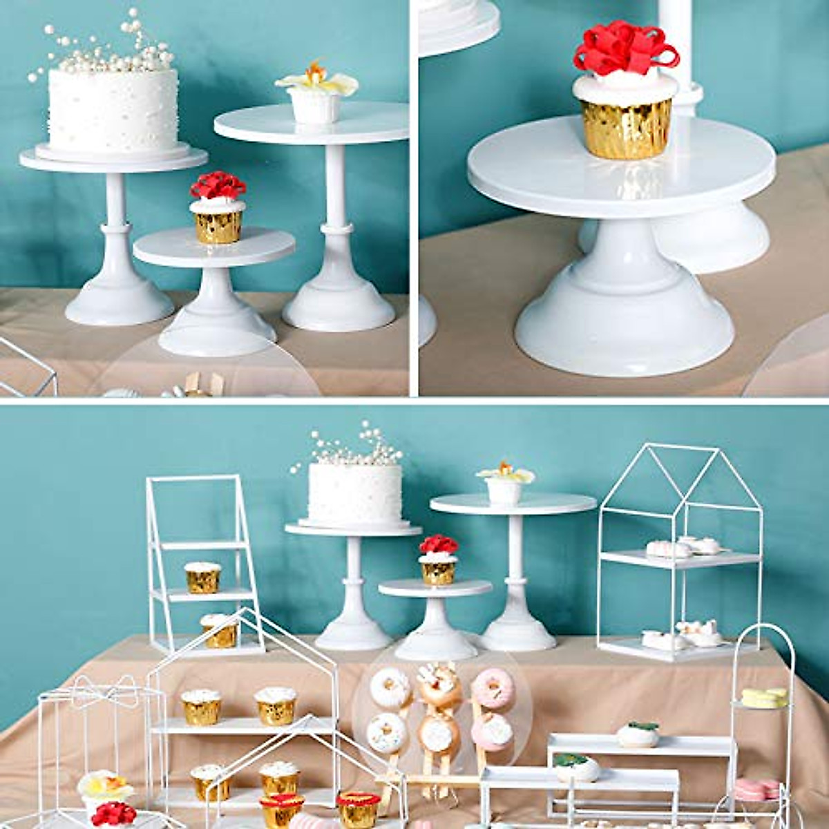 3-Set Cake Stands, White Dessert Display Plate Cupcake Stands for Baby Shower Wedding Birthday Party Celebration Home Decor