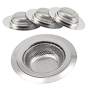 4 Pcs Kitchen Sink Strainer, SZUAH Stainless Steel Drain Filter Strainer with Large Wide Rim 4.5" Diameter Perfect for Most Kitchen Sinks
