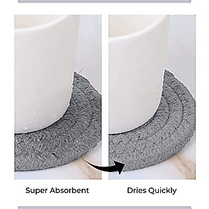 Avalon Cute Coaster Set of 6 Pcs, Super Absorbent Drink Coaster for Desk, Heat Resistant Coaster for Work Desk and Coffee Tabletop Protection Farmhouse Coaster for Home Decor (Light Grey, 4.3 Inches)