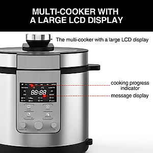 Electric Pressure Cooker 6.34QT NAFEWIN 14-in-1 Electric Multi-Cooker Stainless Steel, Slow Cooker, Rice Cooker, Steamer, Sauté, Yogurt Maker, Warmer & Sterilizer, Recipes, 1000w, 110v
