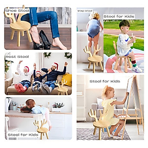 LMMYBQB Solid Wood Deer Back Chairs, Household Small Chairs, Small Benches, Dining Chairs, Low stools, Shoe Changing stools