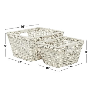 Deco 79 Farmhouse Cotton Storage Basket, 9", 8"H, White