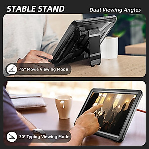 Amazon Fire HD 10 & Fire HD 10 Kids Pro Tablet Case (Only 13th Gen, 2023 Release), DJ&RPPQ Full Body Rugged Hands-Free Viewing Stand Back Cover with Screen Protector, Also for 10in Sony Nokia - Black