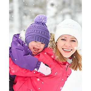 Liitrsh 6 Sets Toddler Winter Hat with Mittens Set Fleece Winter Baby Hat and Mitten Set Knitted Thick Warm Beanie Cap Gloves for Boys Unisex Newborn Infant Girls