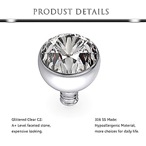 Hoeudjo 18PCS 14g Dermal Anchor Tops and Base Skin Titanium Microdermals Surface Piercing Jewelry for Women Men, Opal/CZ/Ball/Heart/Moon/Star/Flat Top + Bases 4mm