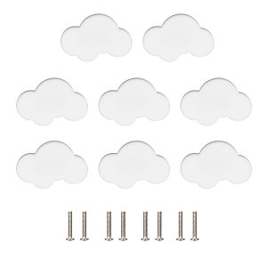 VIDELLY 8 Pieces Soft Rubber Knobs, Cartoon Cabinet Door Knobs Kids Dresser Knobs Handle for Children Room Drawer Closet, White