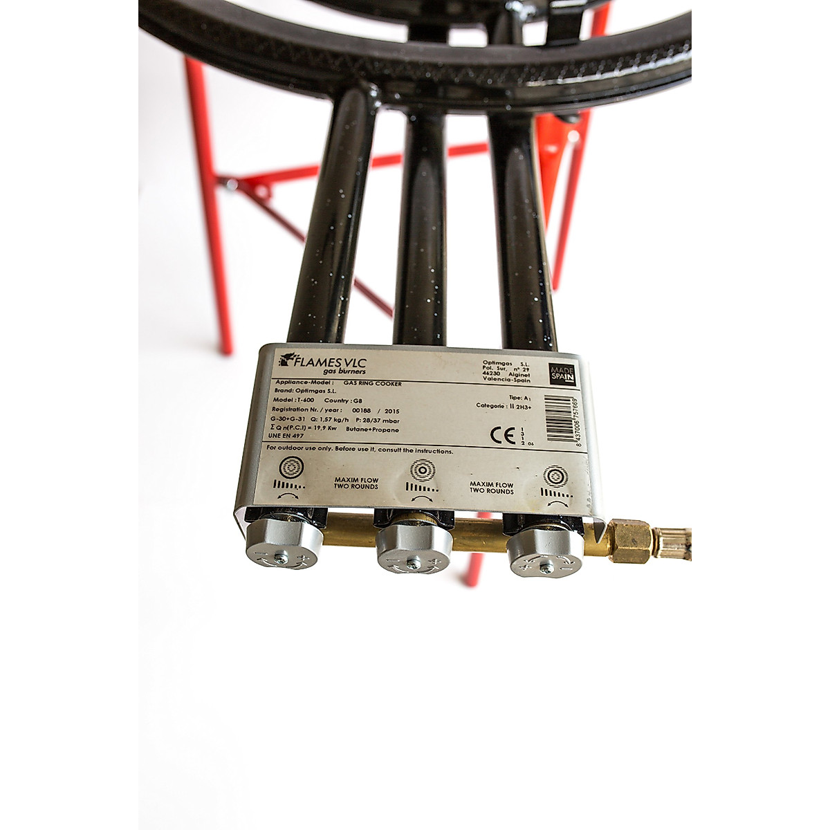 Vaello by Castevia Imports Paella Pan Enamelled + Paella Gas Burner and Stand Set - Complete Paella Kit for up to 40 Servings (Nonstick)