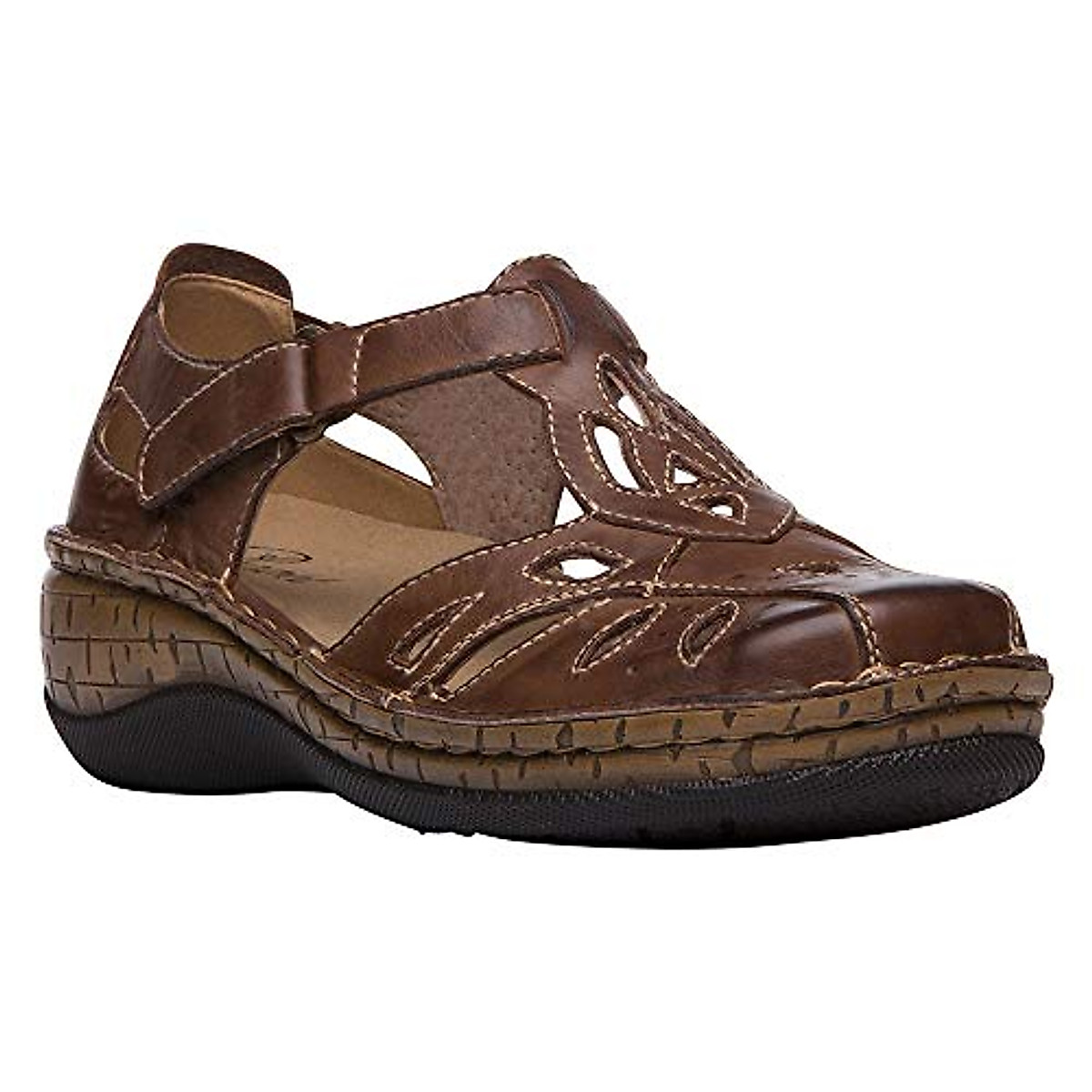Propét Womens Jenna Cut-Out T-Strap Flats Casual - Brown - Size 8 2E