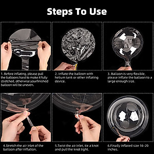 RUBFAC Bobo Balloons 12pcs, 20 Inch Bubble Balloons Clear Bobo Balloons, Large Transparent Balloon for Stuffing Wedding Birthday Party Decorations