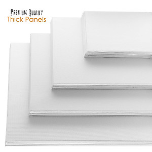 Glokers Paint Canvas Panels Set - 24 Primed Art Canvases for Painting - 11x14, 9x12, 8x10, 5x7 - White Cotton Blank Canvas Board Great for Wet or Dry Media, Acrylic, Oil, Gouache & Tempera