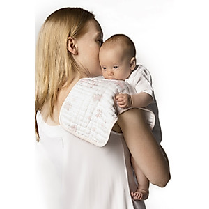 SwaddleDesigns Cotton Muslin Baby Burpies, Set of 2 Cotton Burp Cloths, Sterling Goodnight Starshine