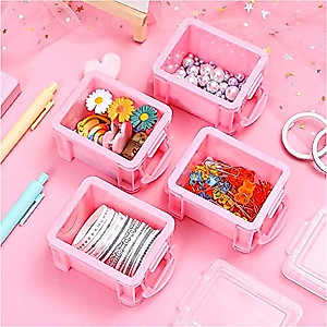 LapangZi 6 Pack Mini Storage Boxes Plastic Storage Box Organiser Box with Lid Small Storage Bin Box