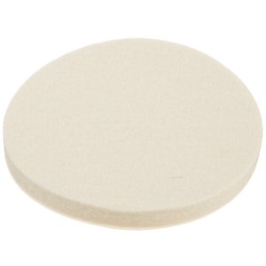 Grade F1 Pressed Wool Felt Disc, White, Meets SAE J314, 3/8" Thickness, 4" Diameter, Adhesive Backed