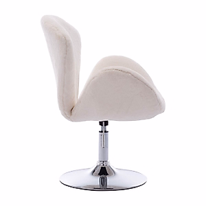 Wahson Vanity Chairs with Backs for Bedroom Cute Home Office Chair Faux Fur Chairs for Teens Girls Dorm Chairs Comfy Adjustable Stool,White (Faux Rabbit Fur)
