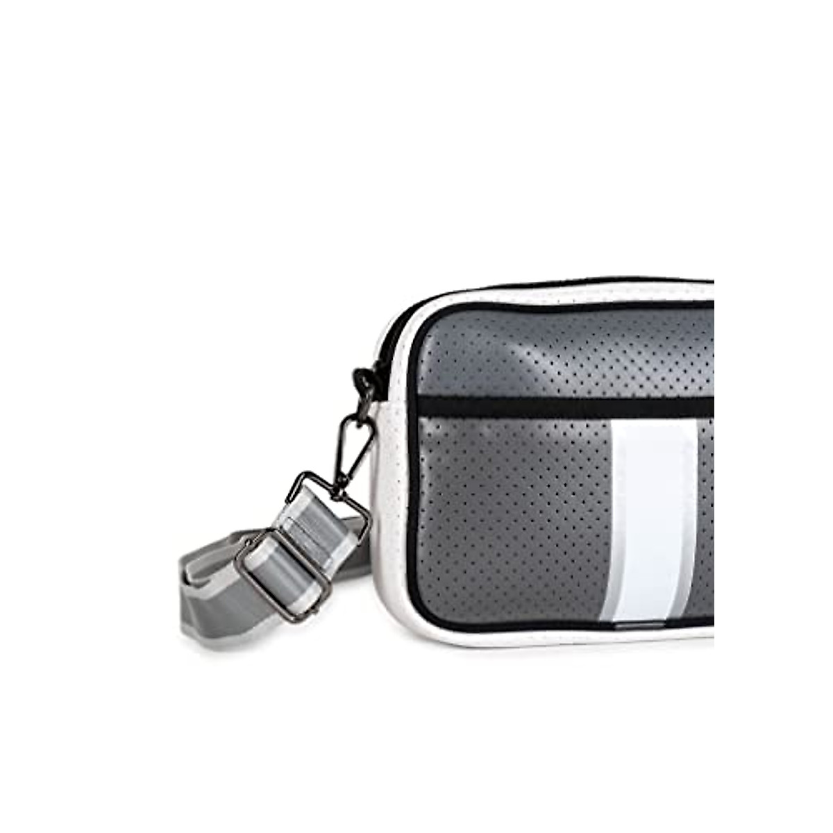 Haute Shore - Drew Femme Crossbody Steel Gray W White & Silver Stripe