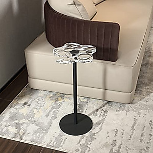 Acrylic Panel with Iron Tripod Creative Flower Shaped Small Edge Table Acrylic Transparent Sofa Corner Table Nordic Modern Coffee Table Portable Detachable Dessert Table Mobile Coffee Table (Small)