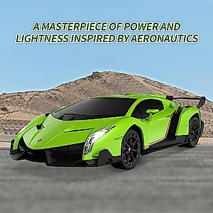Officially Licensed Lamborghini Remote Control Car, 1:24 Scale Lambo VENENO Model Cars with LED, Lamborghini Toy Car RC Cars Christmas Birthday Gift for Boys Age 3 4-7 8-12 Year Old Kids Toys (Green)