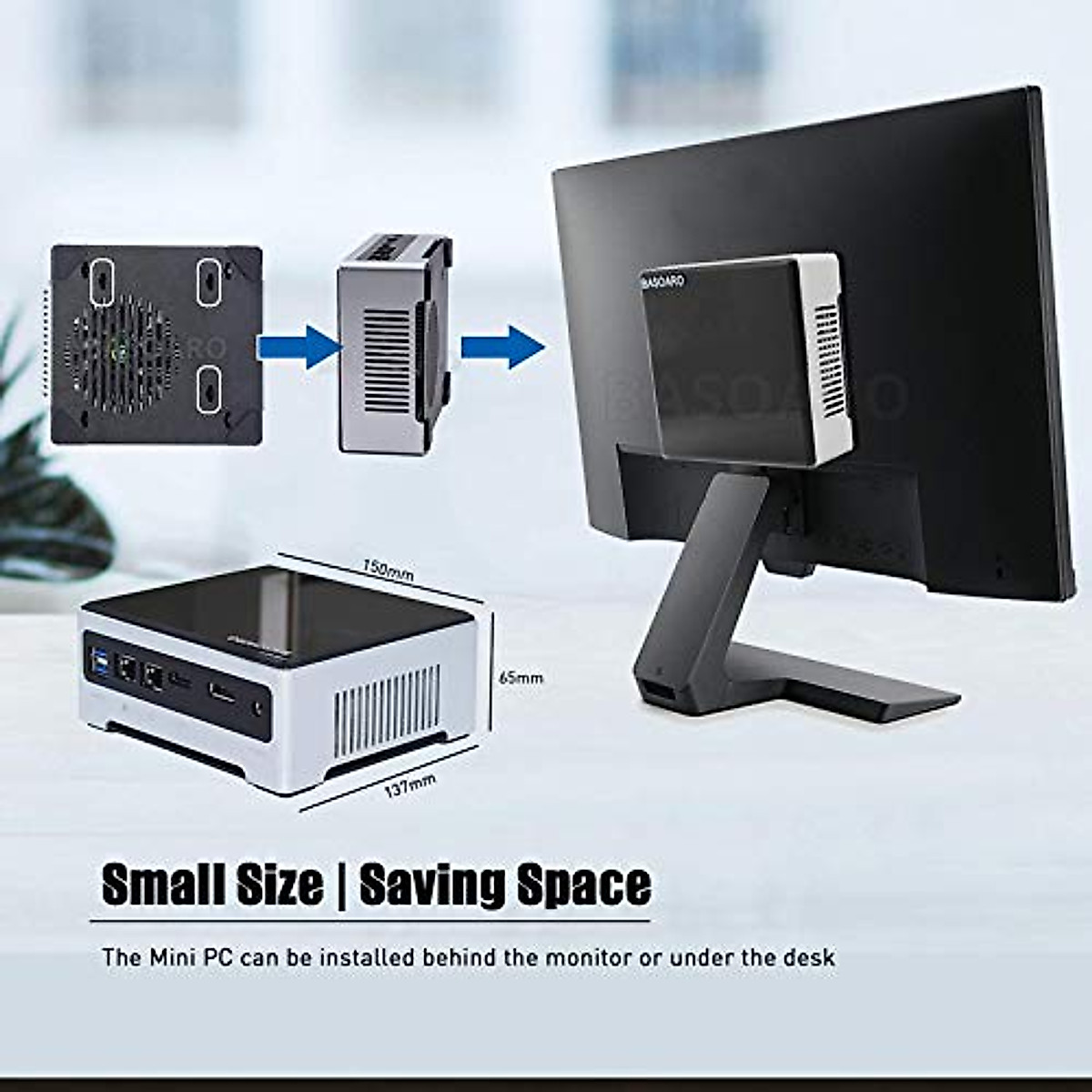 BASOARO Windows 11 Pro Micro Computer, Mini Desktop PC i7 9750H, 16G DDR4 RAM 1TB SSD, Mini PC, Gigabit LAN, HD, DP, USB3.0, BT, Dual Band WiFi, Small Desktop PC for Office