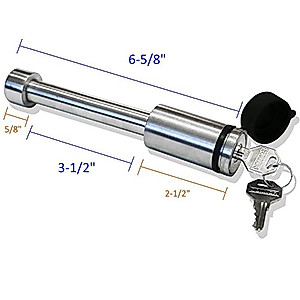 Connor Trailer Hitch Lock - 5/8" Stainless Steel Hitch Pin for Class III, IV, V Hitches, 1615280 Receiver Lock