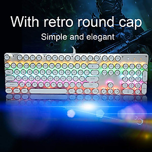 Byged Gaming Keyboard, Bluetooth Wired RGB Backlit Computer Mechanical Keyboard with Retro Keycap, USB Plug-and-Play, for Pc, Laptop and Computer for Gamer Typewriter