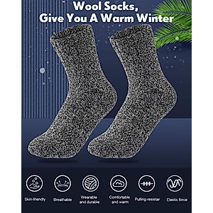 JaGely 20 Pairs Women Knit Wool Socks Bulk Thick Warm Winter Socks Crew Socks Gifts Women Athletic Socks Hiking Socks Soft Casual Socks