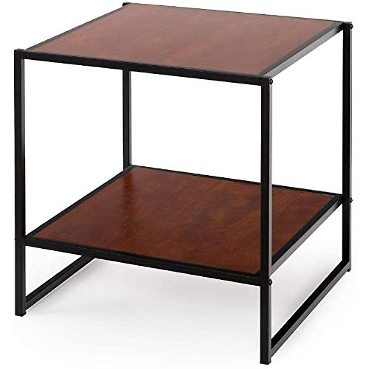 Zinus Modern Studio Collection ET-2020Q Dane Night Table, Red Mahogany, Width 20.1 x Depth 20.1 x Height 20.1 inches (51 x 51 cm), Side Table, Steel Frame, Bed, Easy Assembly, Tools Included