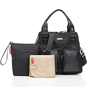 Storksak Alexa Luxe Leather Shoulder Bag Diaper Bag, Black