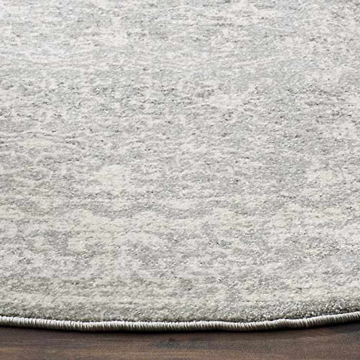 SAFAVIEH Evoke Collection 6'7" Round Silver / Ivory EVK270Z Shabby Chic Distressed Non-Shedding Dining Room Entryway Foyer Living Room Bedroom Area Rug