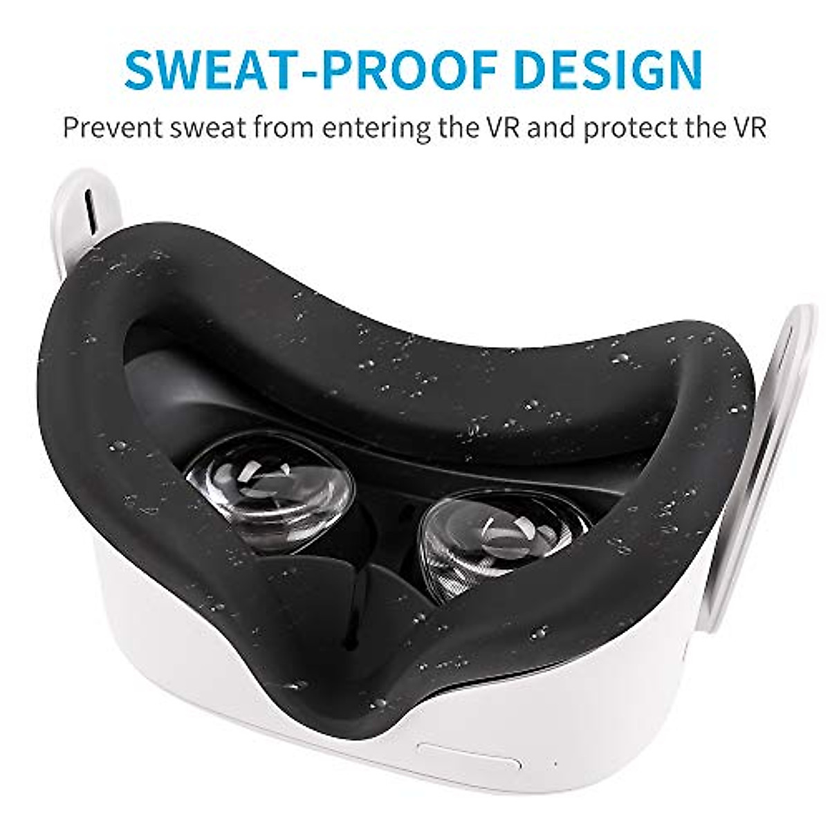 Cybcamo VR Silicone Face Cover and Touch Controller Grip Cover for Oculus Quest 2 Headset Washable Face Pad Cushion Accessories Sweatproof & Light Blocking (Black)