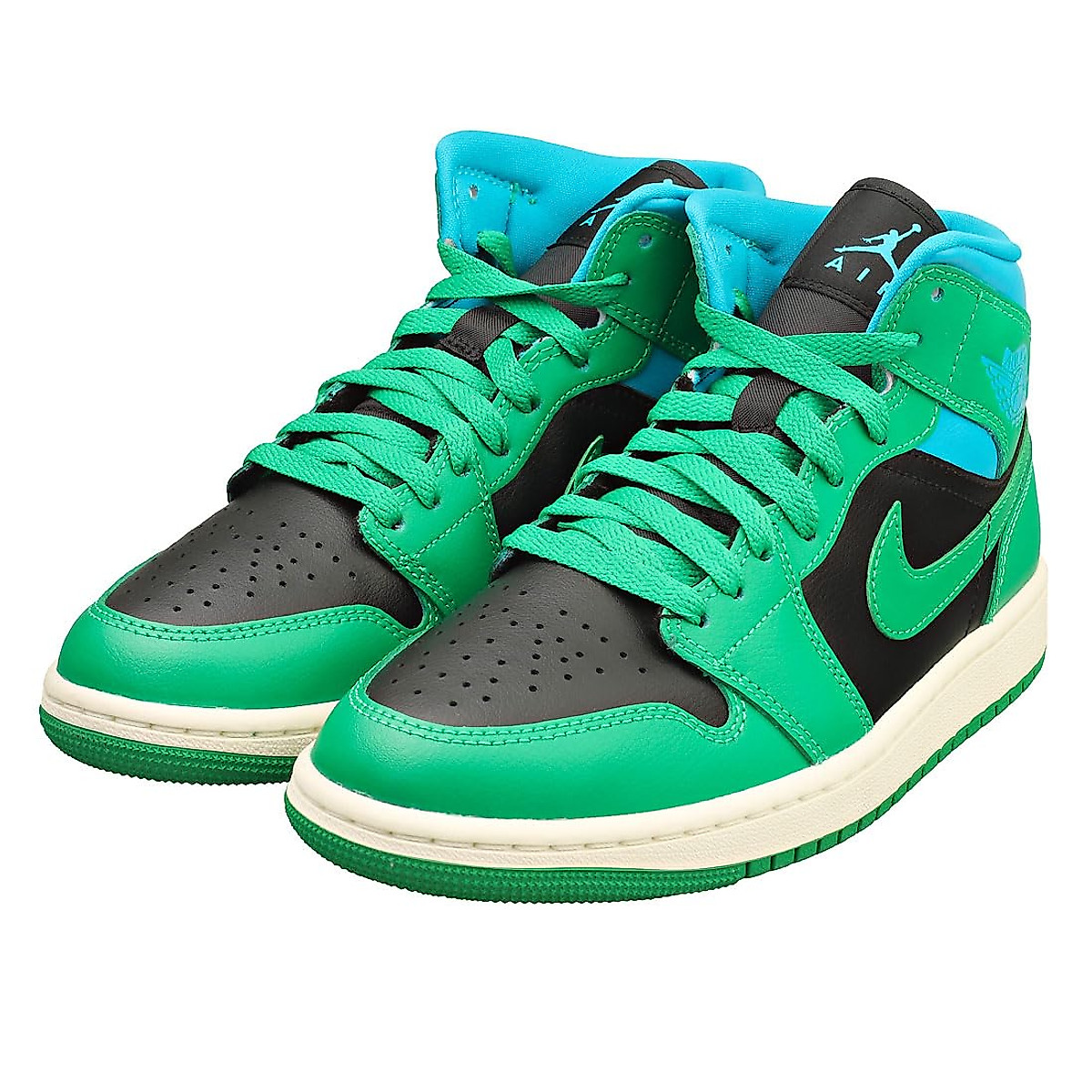 Nike Air Jordan 1 Mid Womens Black/Lucky Green-Aquatone Size 9