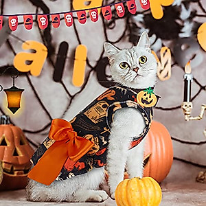 BOTEWO Halloween Dog Dress Lightweight Velvet Pets Clothes Cute Girl Doggies Dresses Outfits with Bow Tie Puppy Cat Holiday Cosplay Costume(XXS,Black)