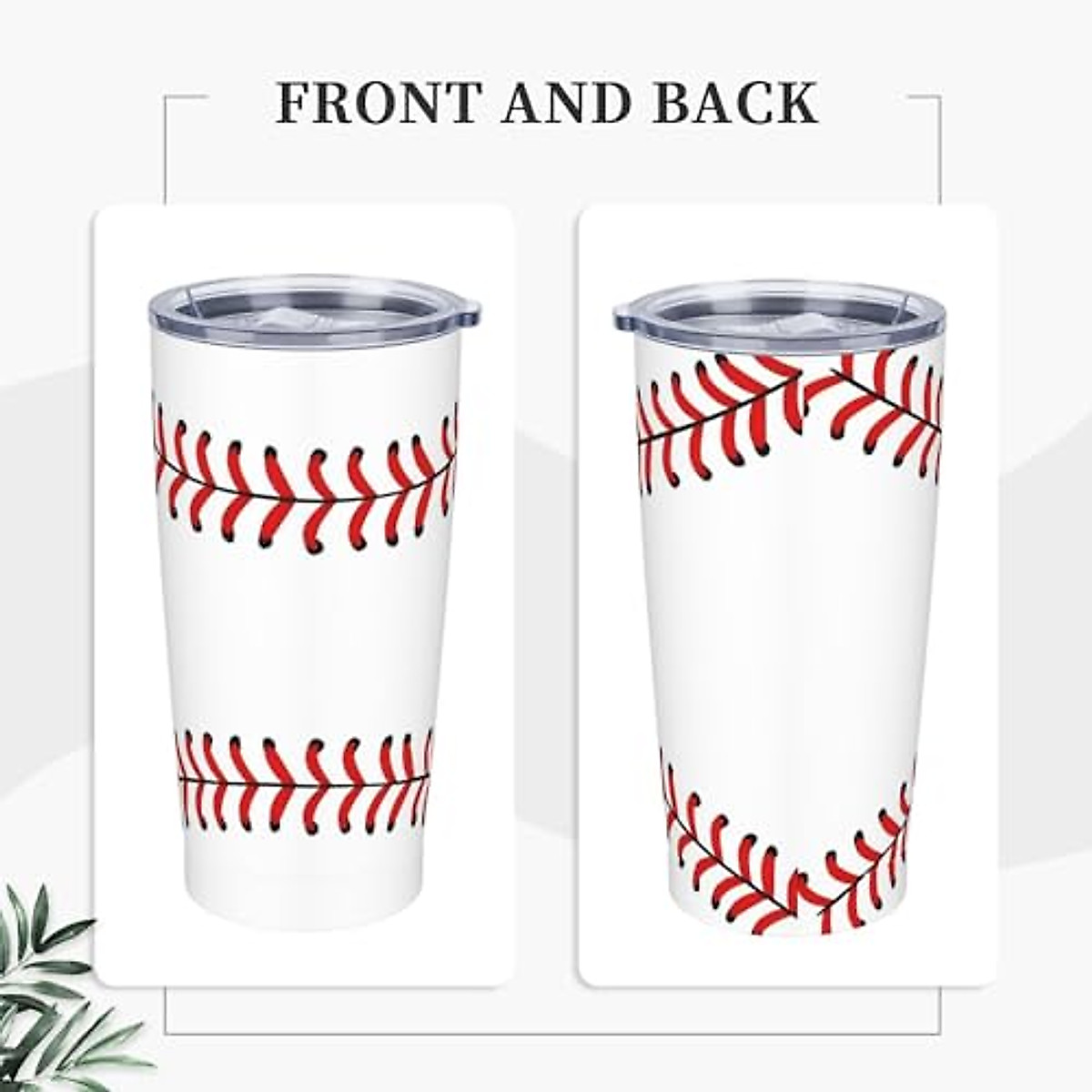 IYERSKD Baseball Lace 20 oz Stainless Steel Tumbler Vacuum Insulated Leakproof Travel Mug for Car Office Gym