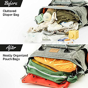Bundle & Bliss Fruit Diaper Bag Organizing Pouches. Cloth Diaper Bag Organizer Pouches with Zipper. 4pc Set Travel Pouch Bags Packing Cubes. Wet Bag, Diaper Clutch Baby Wipe Holder etc.